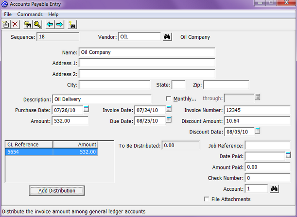 Entering Accounts Payable for Overhead