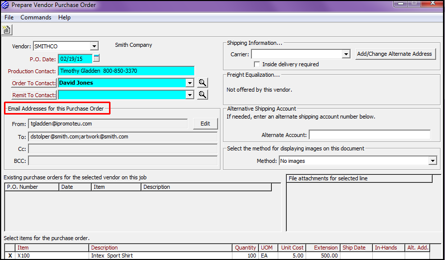 Issue the Vendor Purchase Order